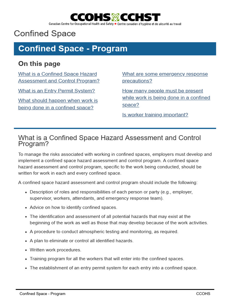 Confinedspace Program | PDF