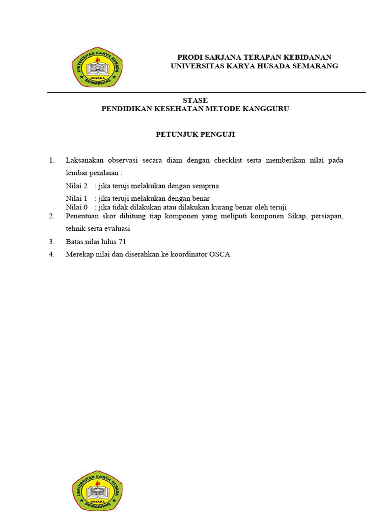 Soal Dan Ceklist Osca Neo Metode Kangguru Ardhita | PDF