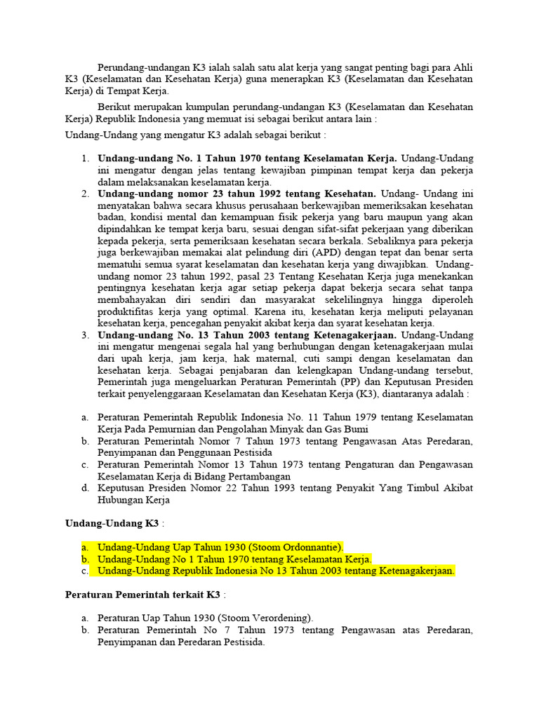 undang undang k3 | PDF