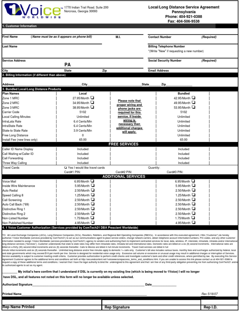 1 Voice | PDF | Long Distance Calling | Fee