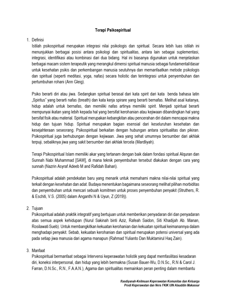 Materi Lab Skill - Terapi Komplementer Psikospiritual | PDF