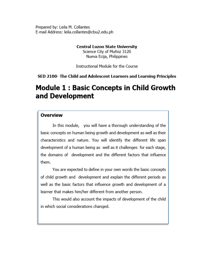 Module-1.Basic Concepts in Child Growth and Developemnt | PDF | Nature ...