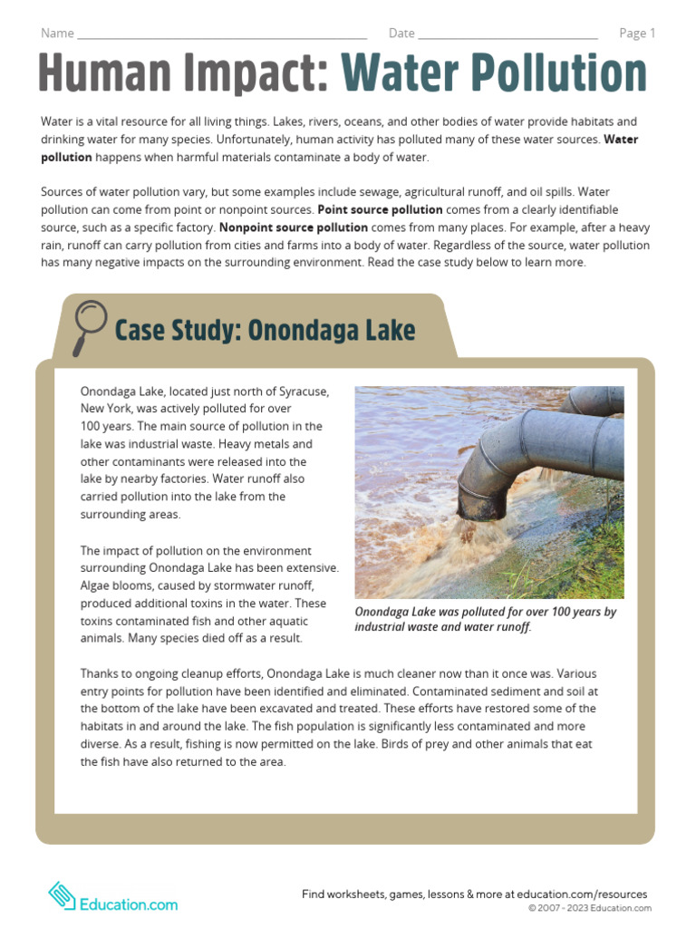 Human Impact Water Pollution | PDF