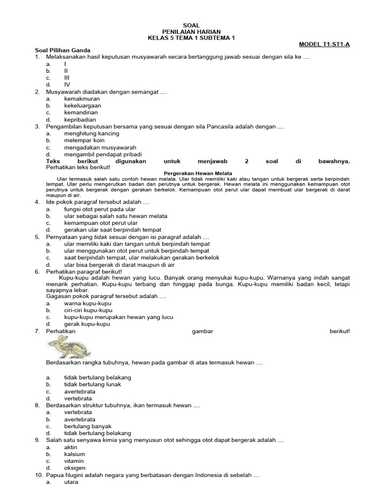 Soal Tema 1 ST1 | PDF