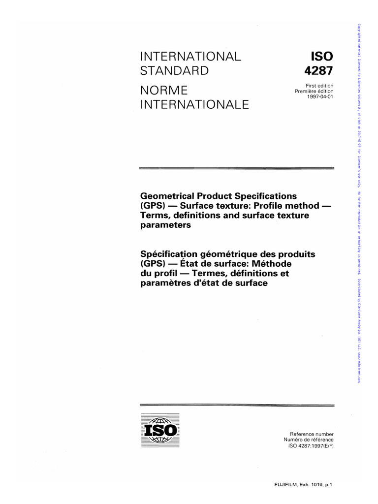 ISO 4287-1997 - Surface Texture | PDF | International Organization For ...