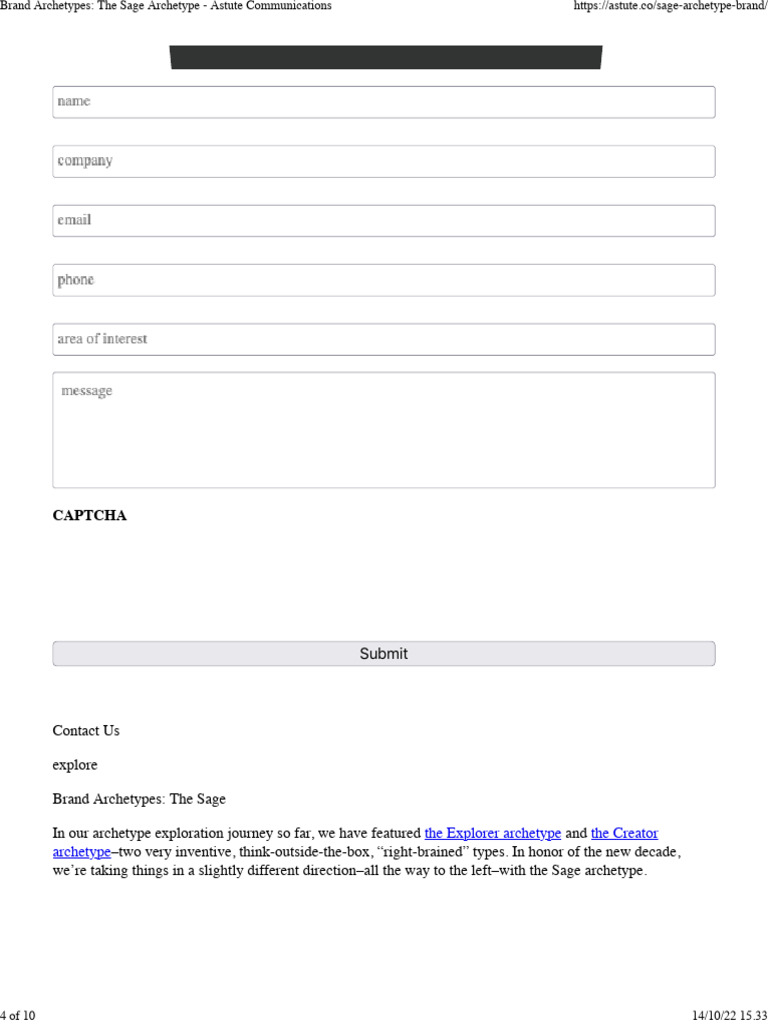 Brand Archetypes The Sage Archetype - Astute Communications | PDF