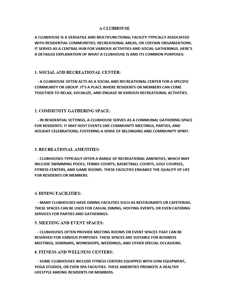 A Clubhouse-Wps Office | PDF