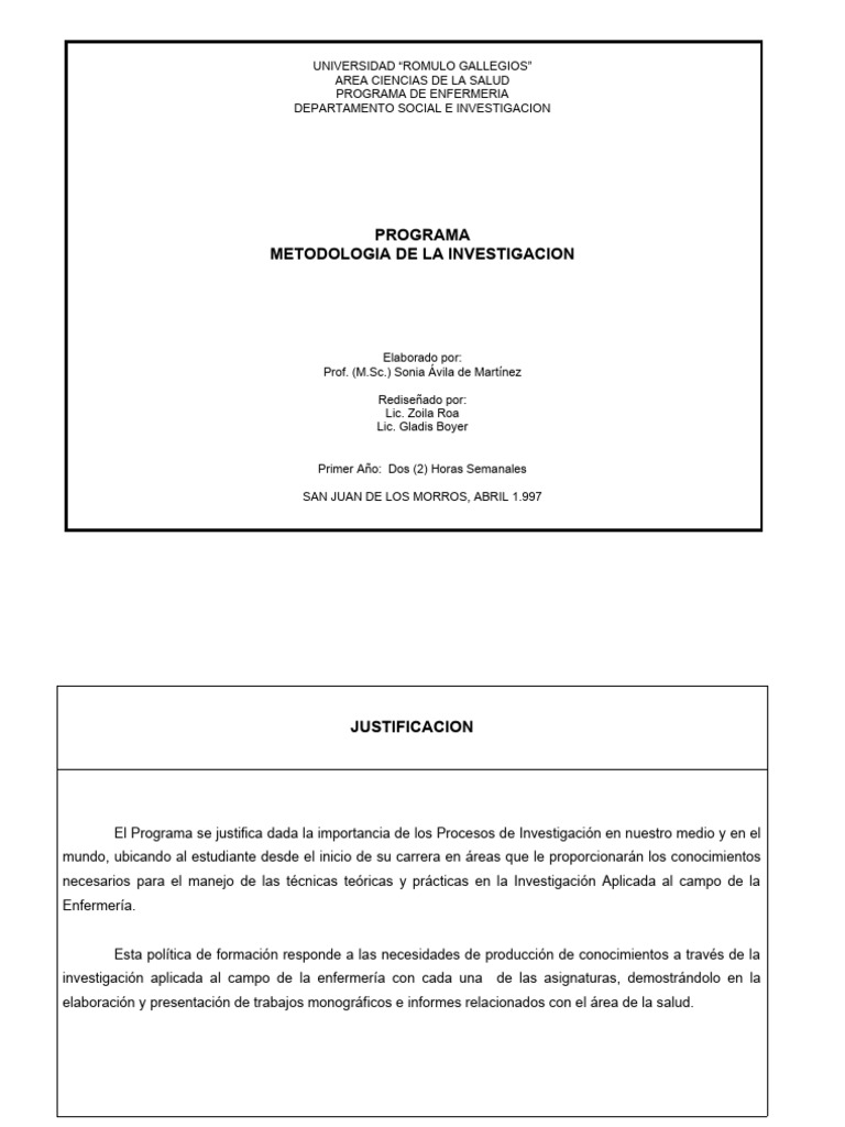 Programa Metodología de La Investigación | PDF