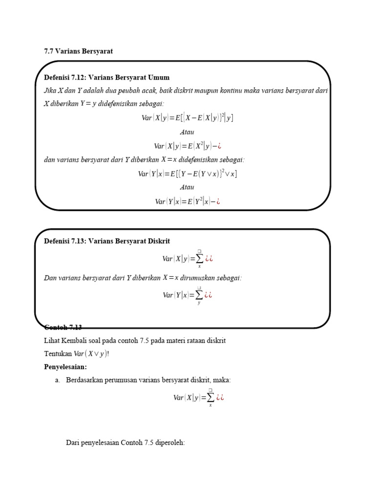 Varians Bersyarat: Definisi dan Contoh | PDF | Metode & Bahan Ajar