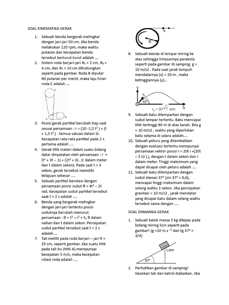 Soal Kinematika Dan Dinamika | PDF