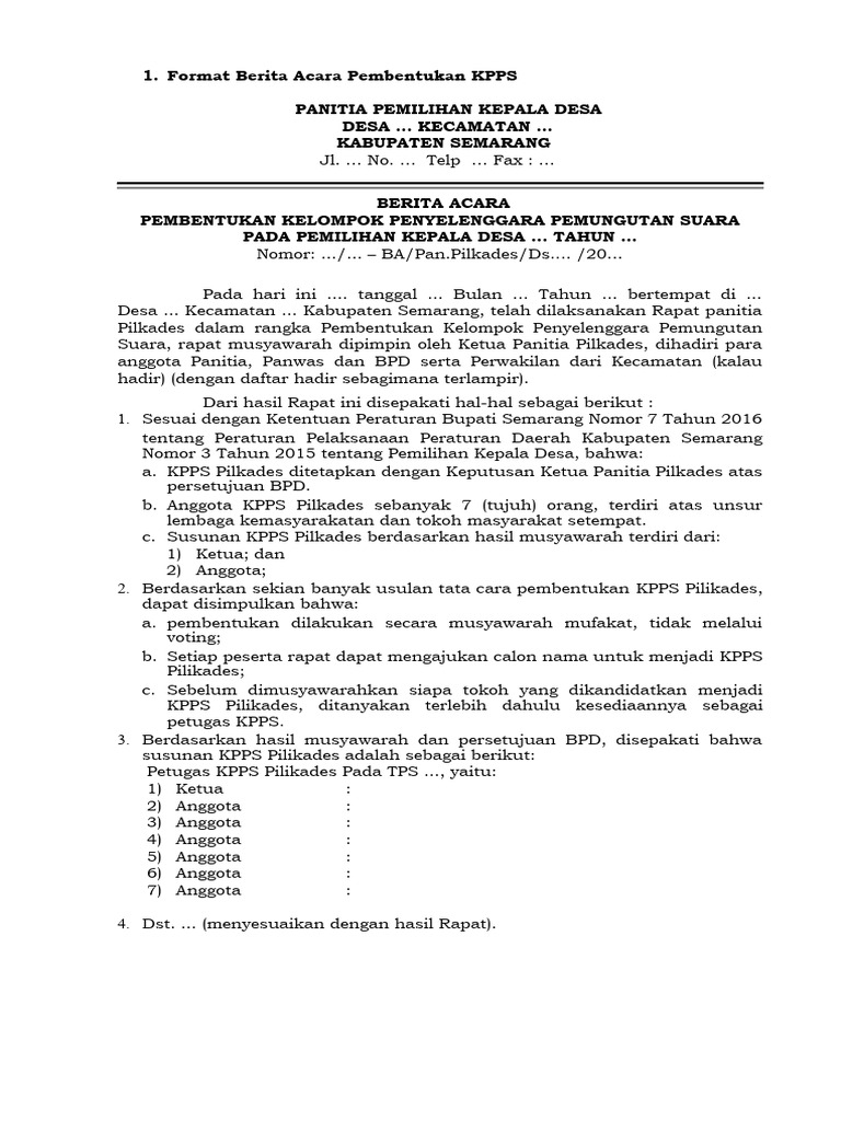 Lampiran Buku Panduan KPPS TH 2018 Edit | PDF