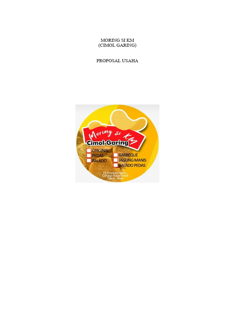 Proposal Usaha Makanan Ciu | PDF