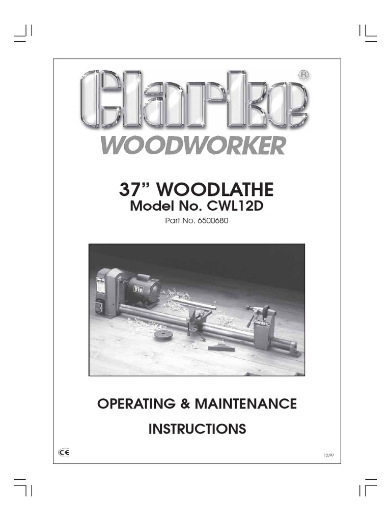 Clarke Woodworker 37" Lathe Model cwl12d | PDF