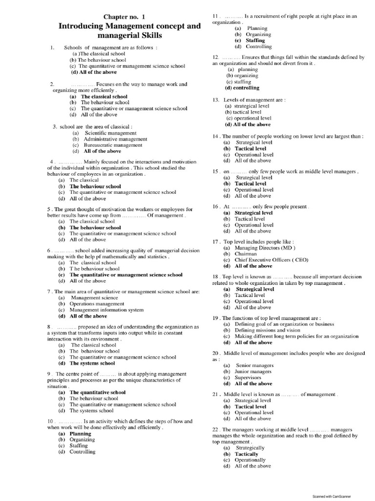Management MCQ Unit 1, 2, 3 | PDF Management MCQ Unit 1, 2, 3 | PDF