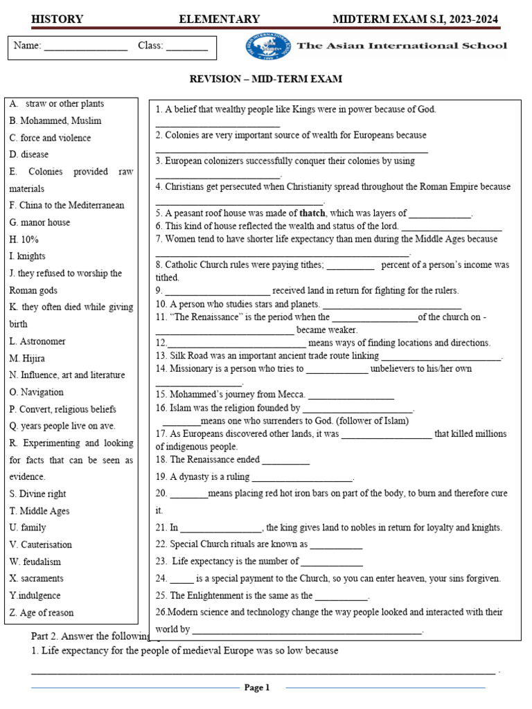 Elementary Revision Practice Test | PDF