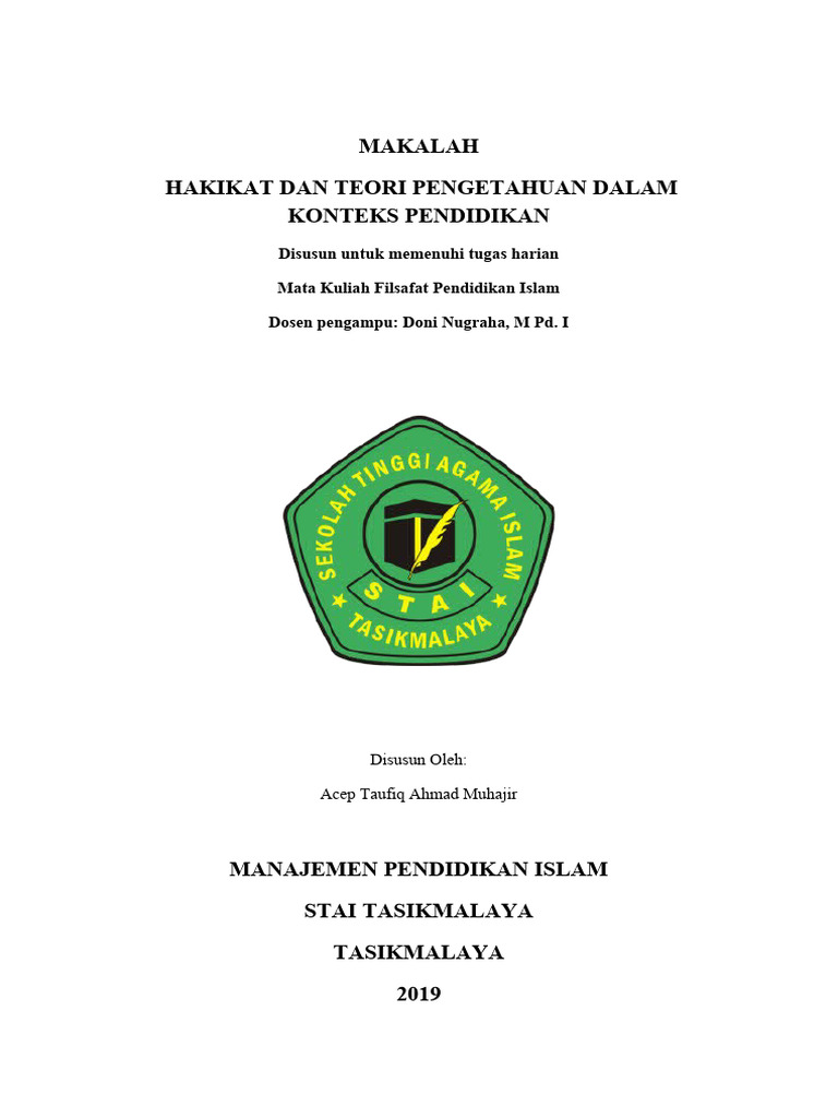 HAKIKAT DAN TEORI PENGETAHUAN DALAM KONTEKS PENDIDIKAN (Acep) | PDF