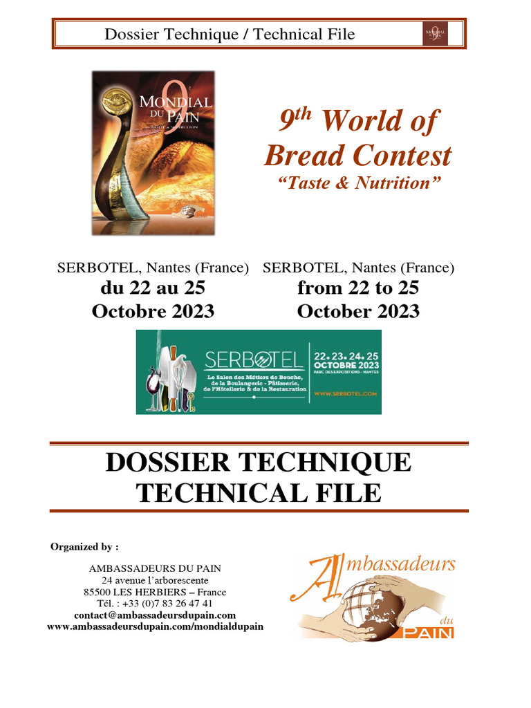 Technical File 9th World of Bread Contest 2023 07 06 | PDF