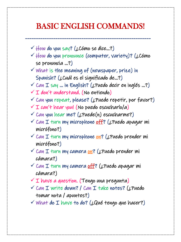 Basic English Commands | PDF