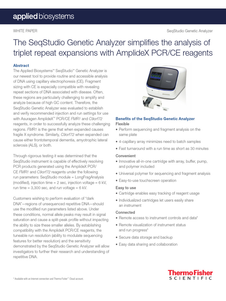Whitepaper Asuragen Seqstudio Genetic Analyzer Triplet Repeats | PDF