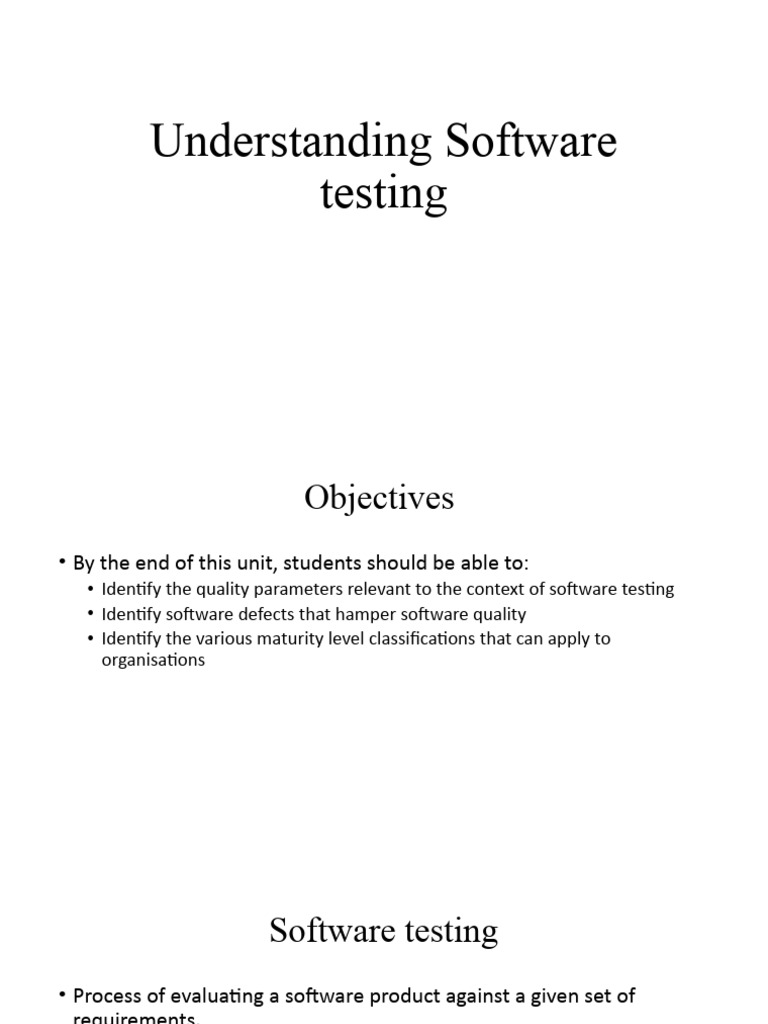Understanding Software Testing | PDF | Software Testing | Quality Assurance Understanding Software Testing | PDF | Software Testing | Quality Assurance