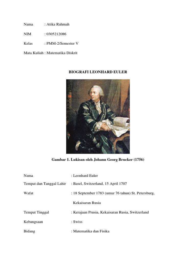 Biografi Leonhard Euler | PDF | Klasik
