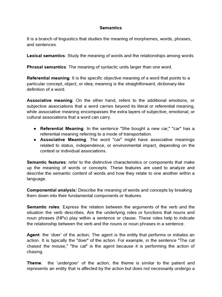 Semantics | PDF | Lexicon | Word