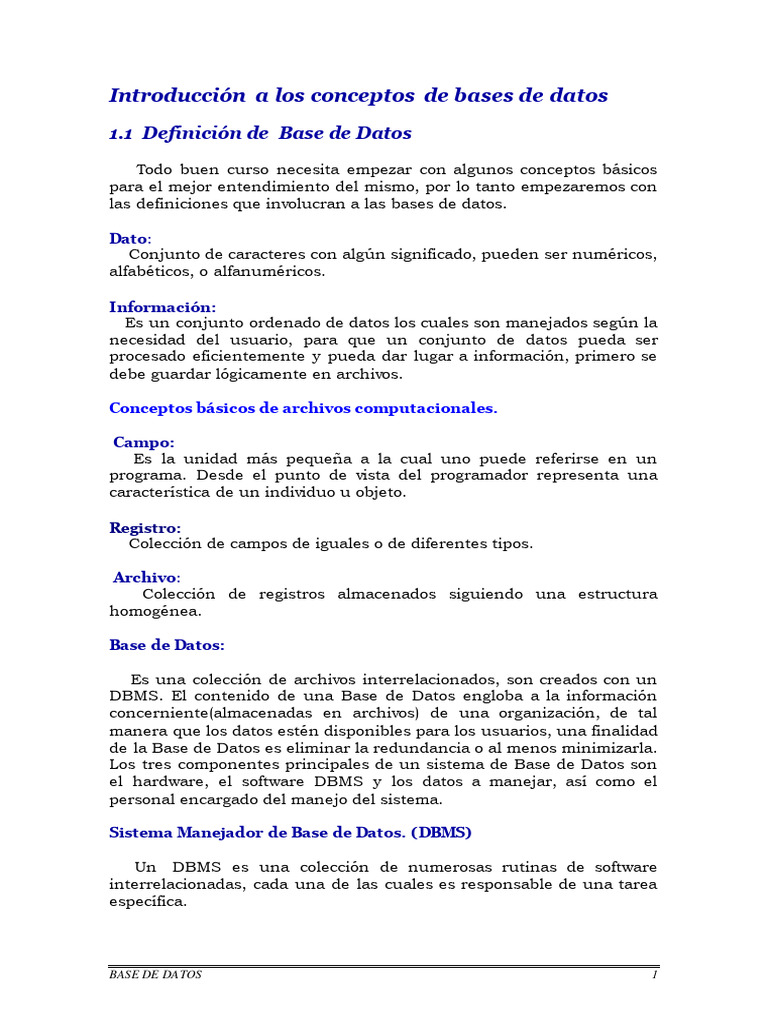 Introducción A Las Bases de Datos | PDF | Bases de datos | Archivo de computadora