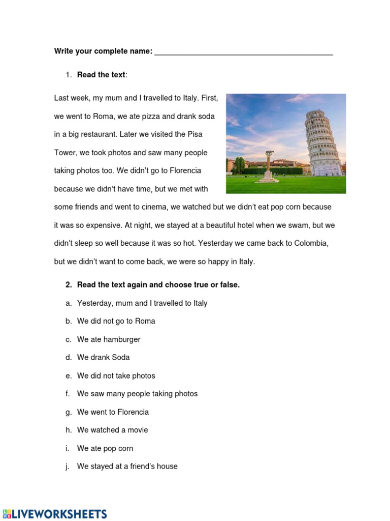 2. Vacation Past Tense | PDF