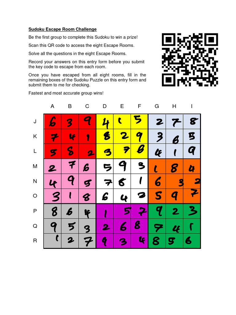 Sudoku Escape Room Puzzle Challenge | PDF | Teaching Methods & Materials
