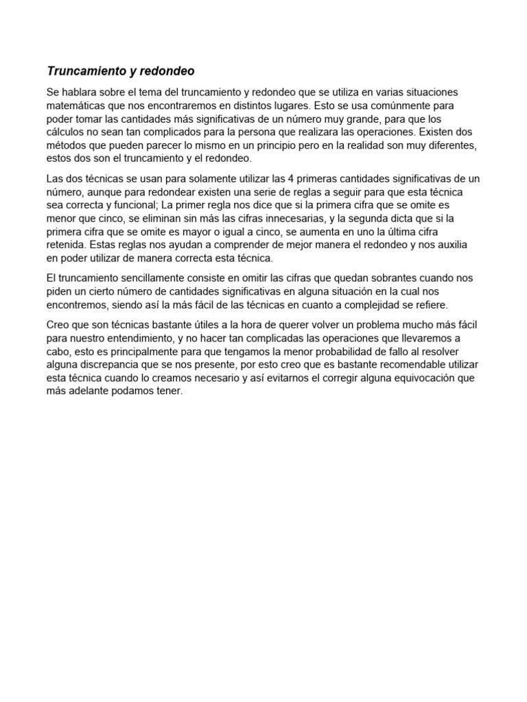 Truncamiento y redondeo | PDF