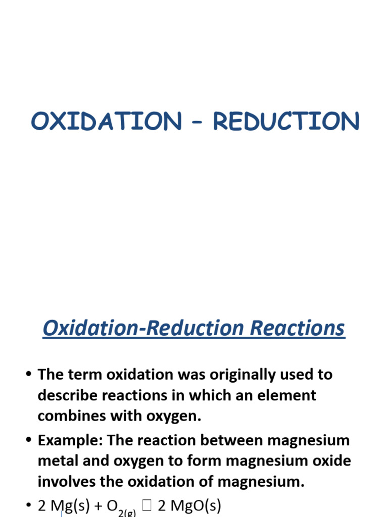 Redox Reactions Explained | PDF