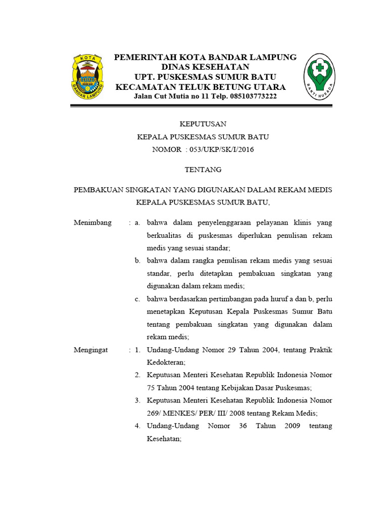 SK Pembakuan Singkatan Yang Dignakan | PDF