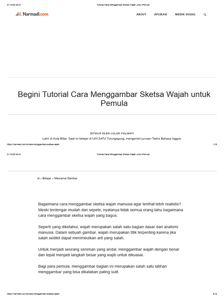 Tutorial Cara Menggambar Sketsa Wajah Untuk Pemula | PDF