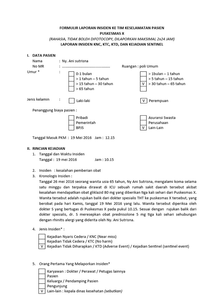 Form Laporan Internal IKP | PDF | Ilmu Sosial | Kesehatan Holistik
