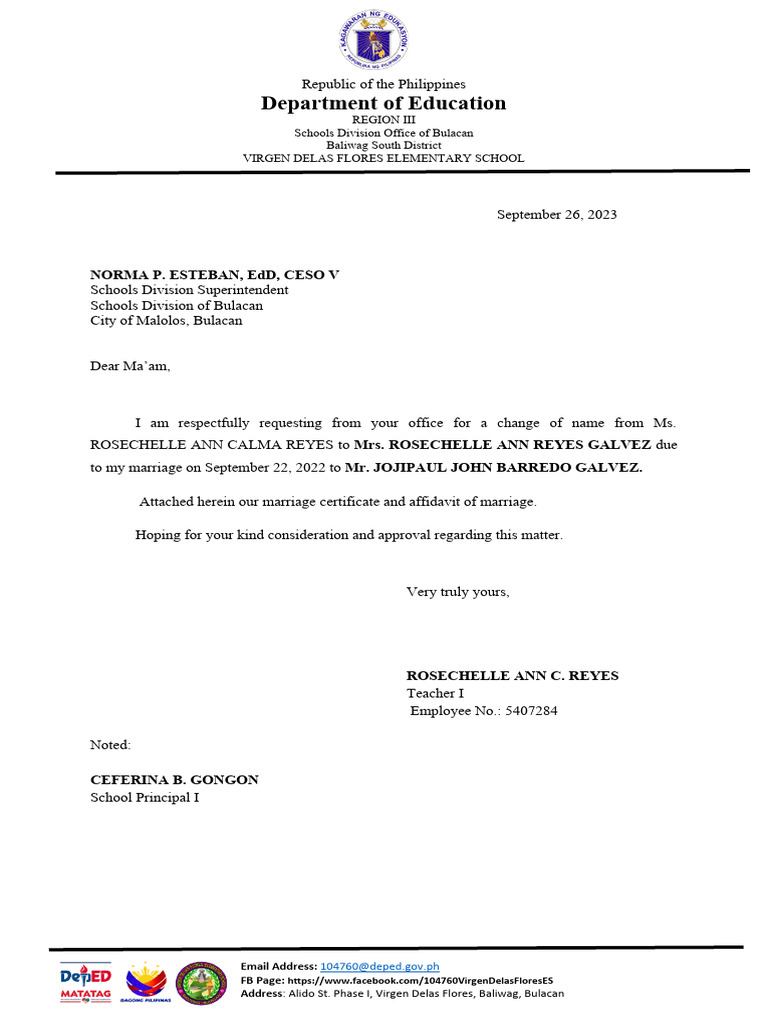 Letter Change of Name | PDF