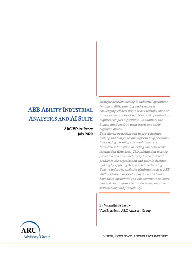 ARC Whitepaper ABB Ability Genix Industrial Analytics and AI Suite - A ...