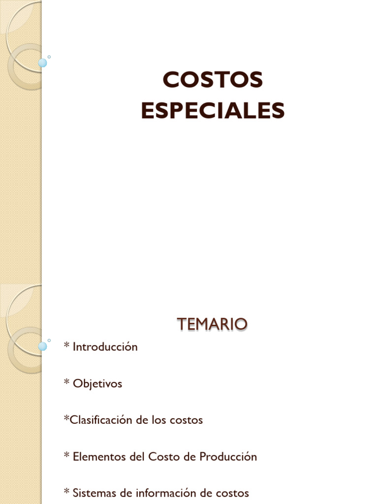 Costos Especiales Sesion 1 | PDF | Contabilidad de costos | Negocios ...