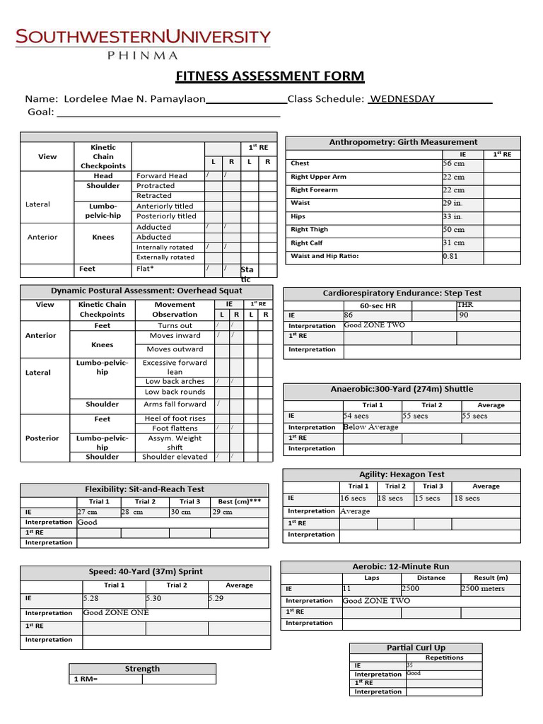 PED 026 Assesment Form | PDF | Anatomical Terms Of Motion | Foot