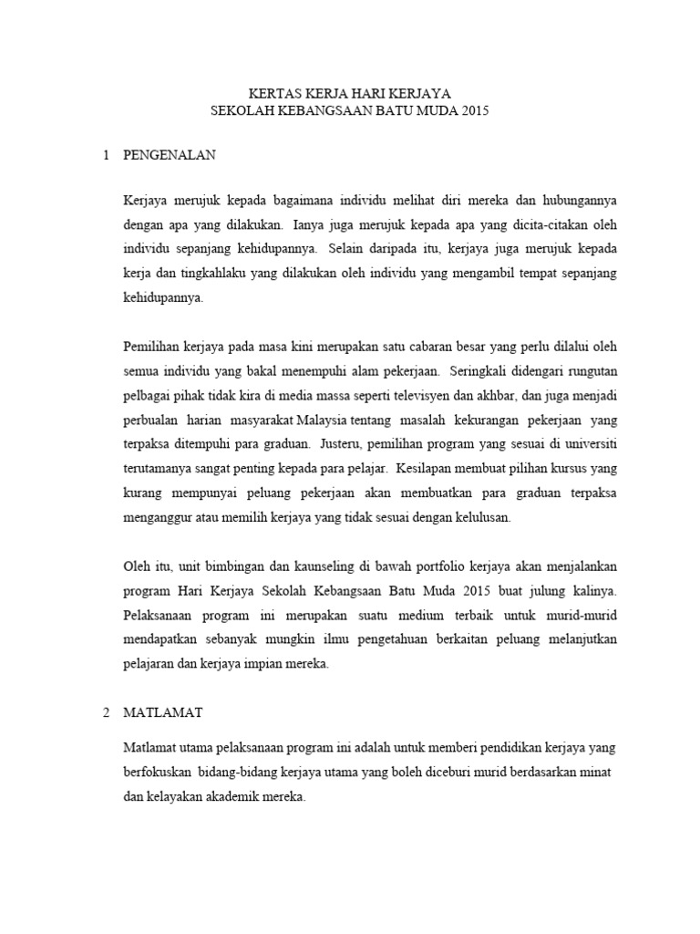 Kertas Kerja Hari Kerjaya2 | PDF