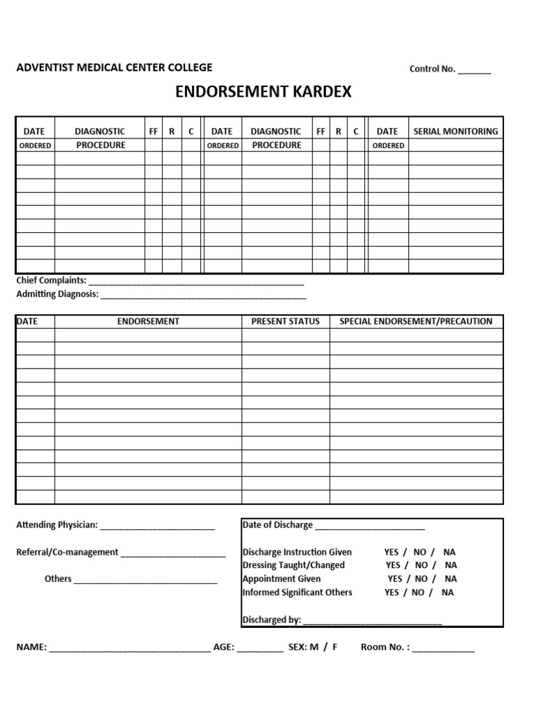 Endorsement Kardex 1 | PDF