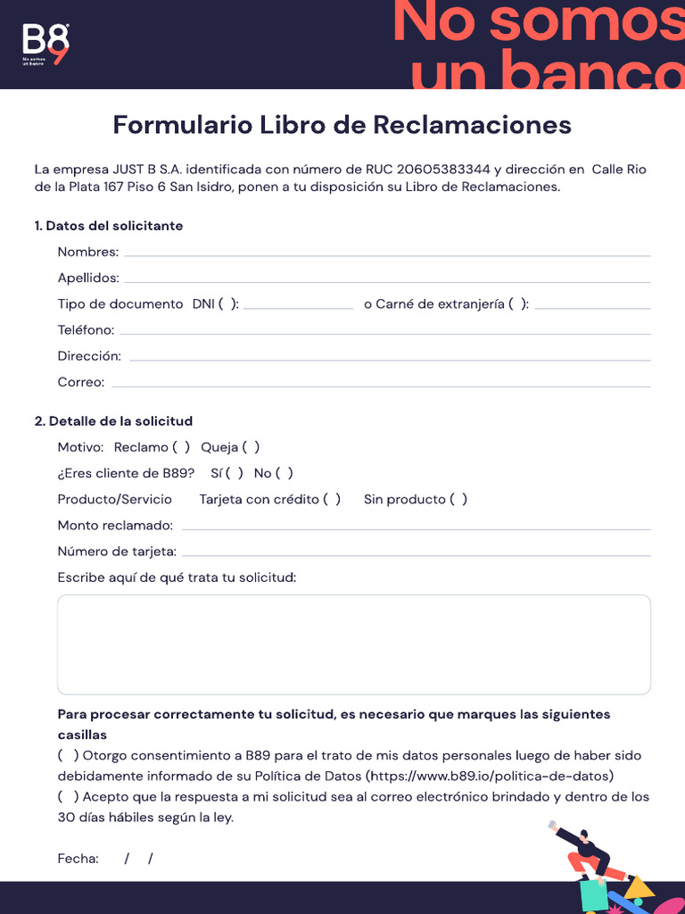 B89 Formulario Libro de Reclamaciones | PDF