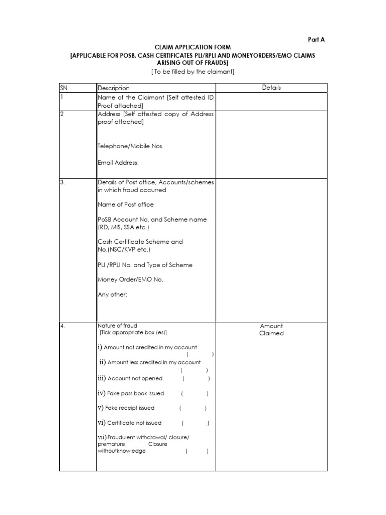 Claim Application | PDF
