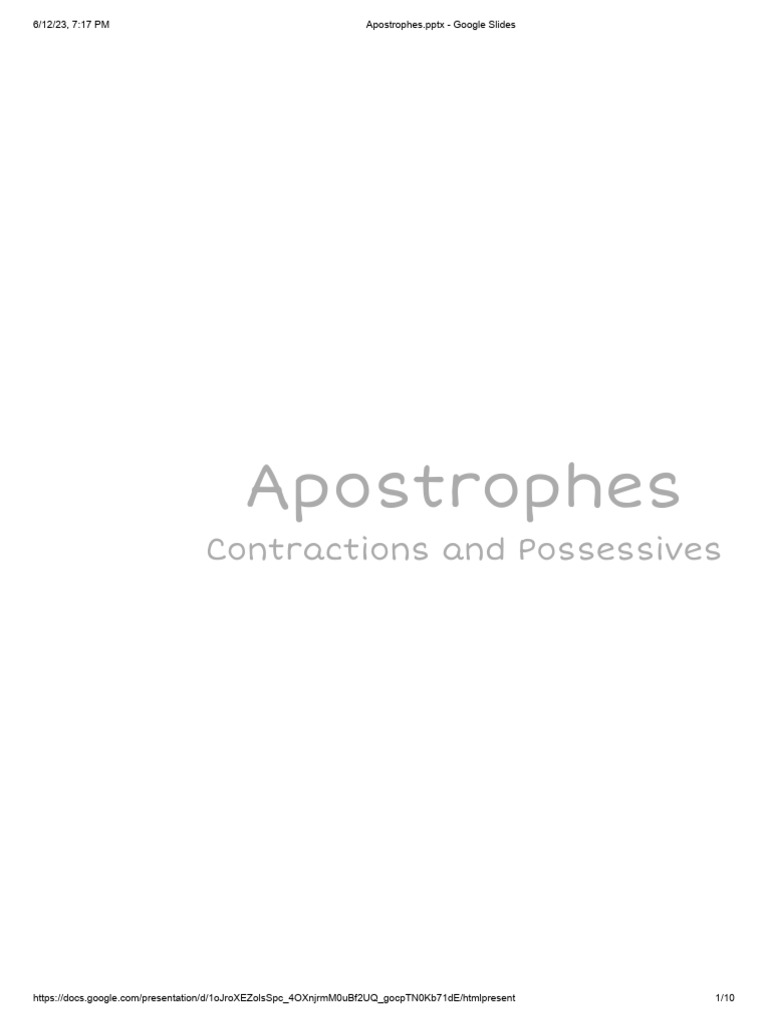 Apostrophes - PPTX - Google Slides | PDF