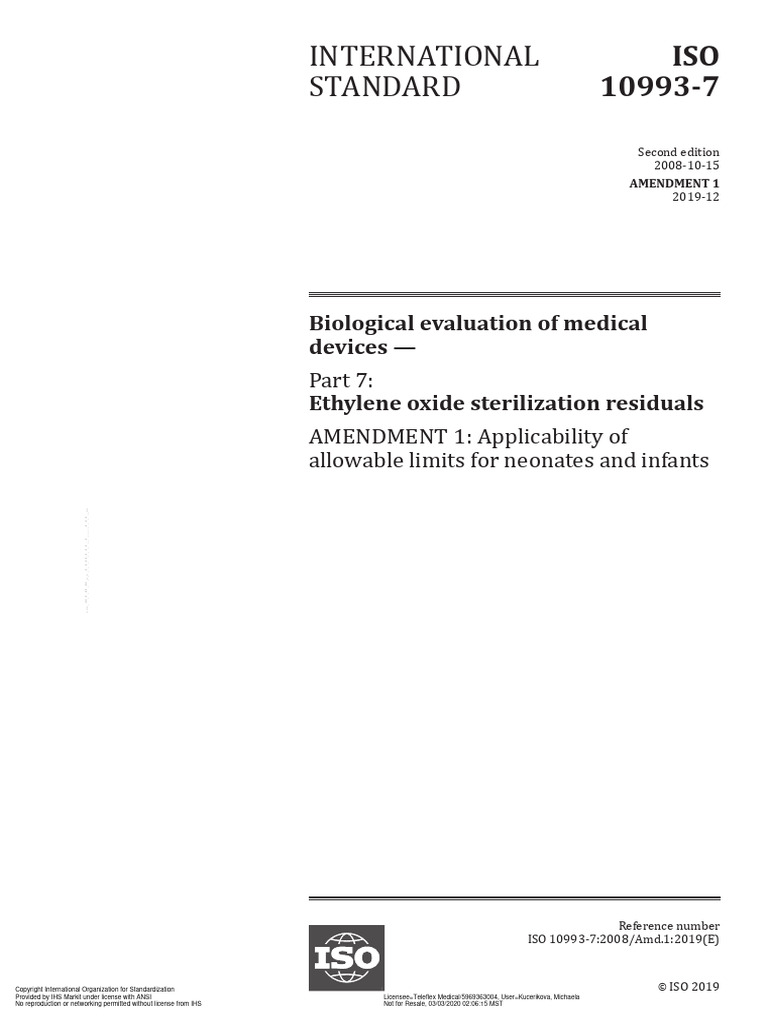 Iso10993-7-2008 A1 2019 | PDF