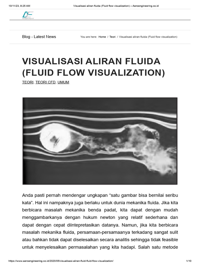 Visualisasi Aliran Fluida (Fluid Flow Visualization) – Aeroengineering.co.Id | PDF