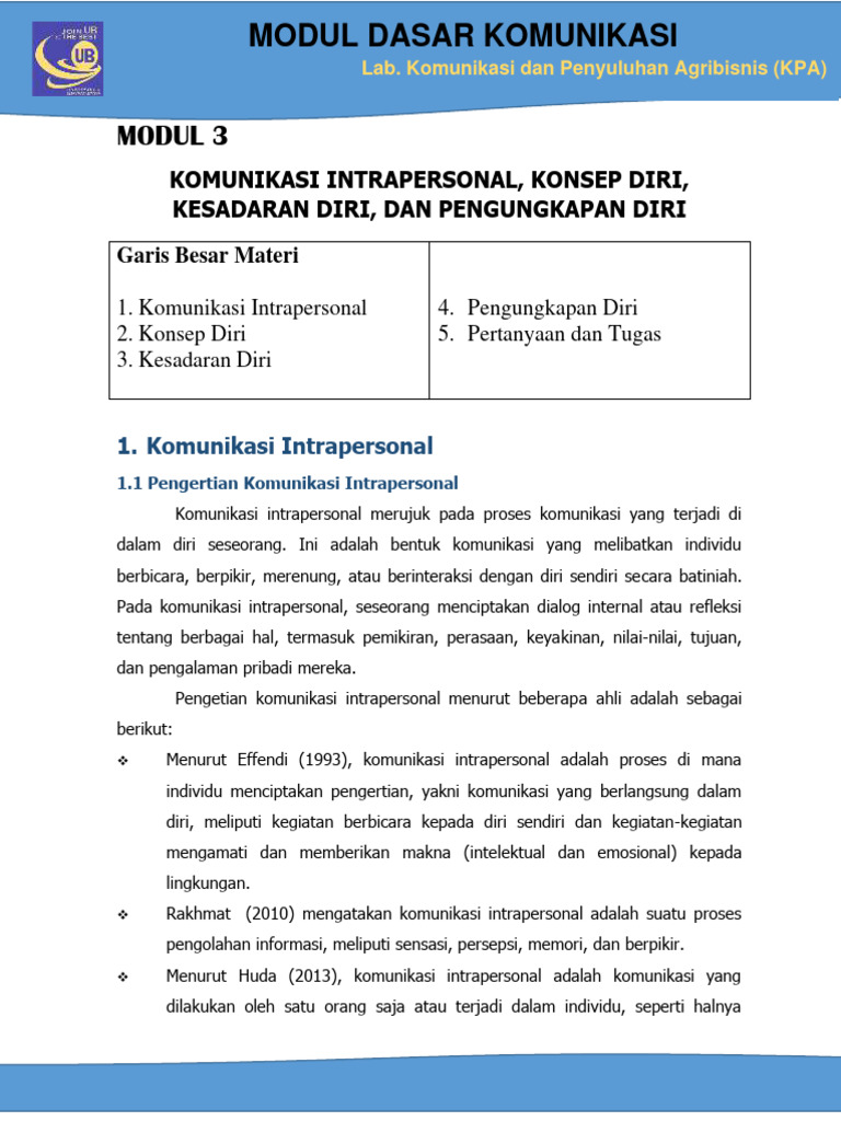 Modul Daskom-Kom. Intrapersonal | PDF