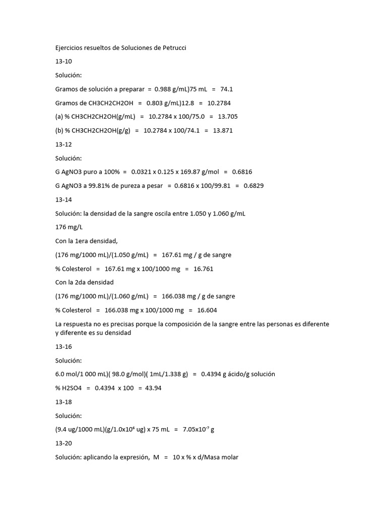 Ejercicios Resueltos de Soluciones de Petrucci | PDF