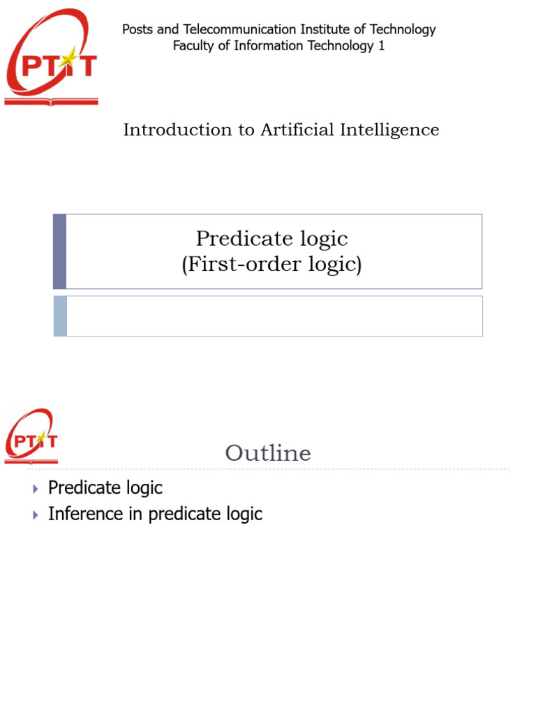 Predicate Logic (First-Order Logic) : Introduction To Artificial Intelligence | PDF | Science ...
