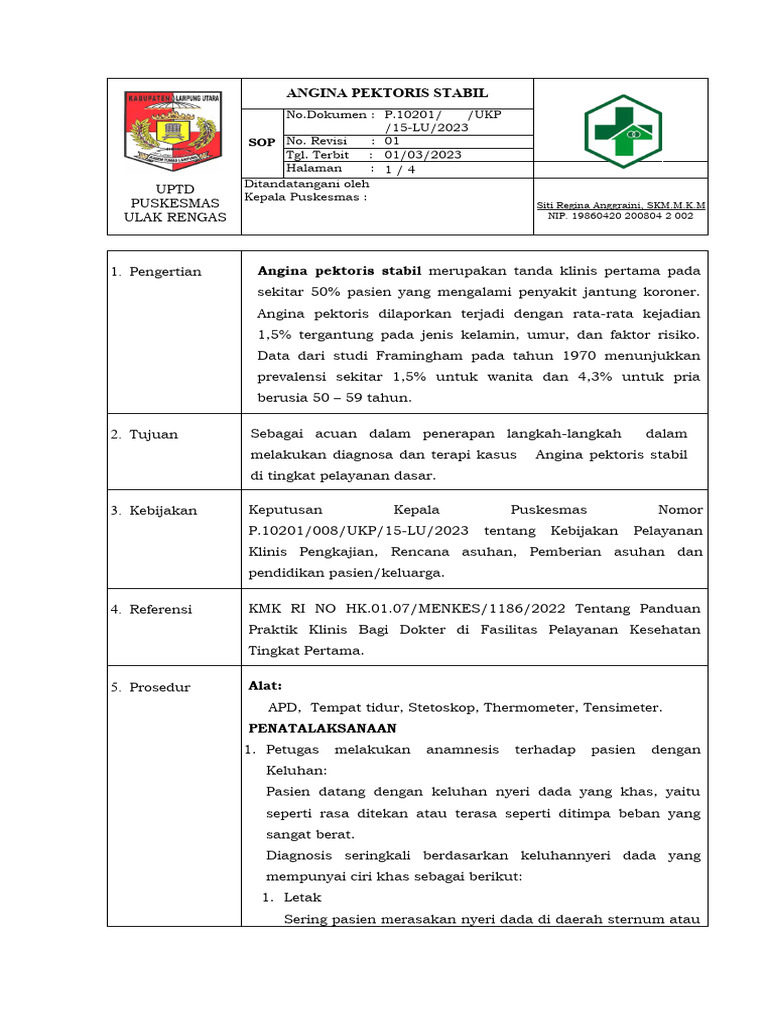 7. SOP ANGINA PEKTORIS STABIL 2023 | PDF