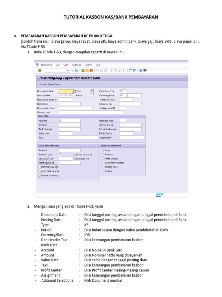 TUTORIAL KASBON PEMBAYARAN KAS BANK - KEBUN - Ok | PDF